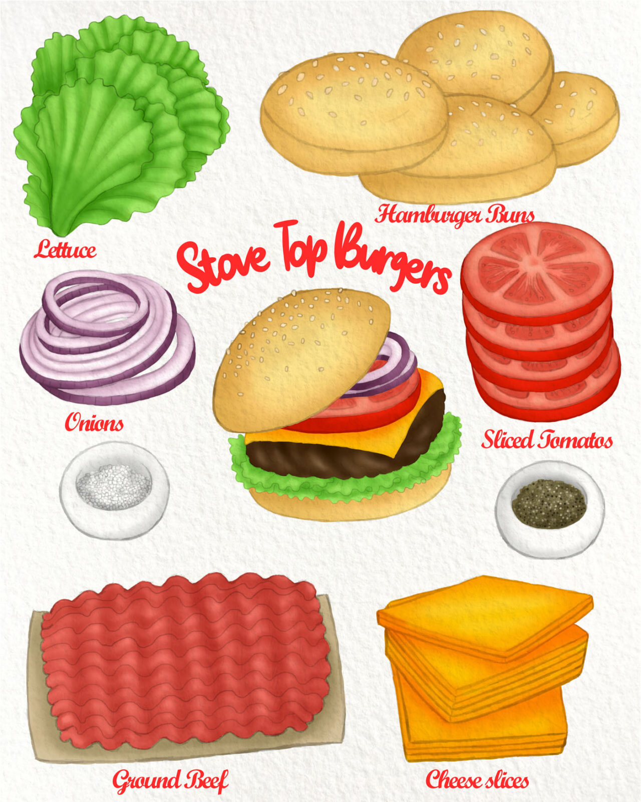 How to cook burgers on the stove - Draw My Recipes